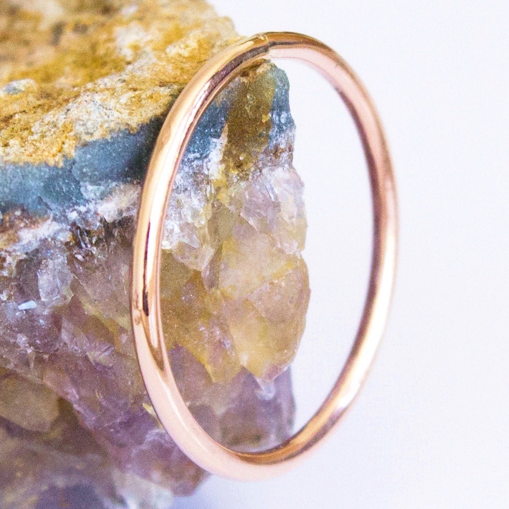 Rose goud stapelen Ring Rose goud Ring dunne Rose Gold Ring | Etsy