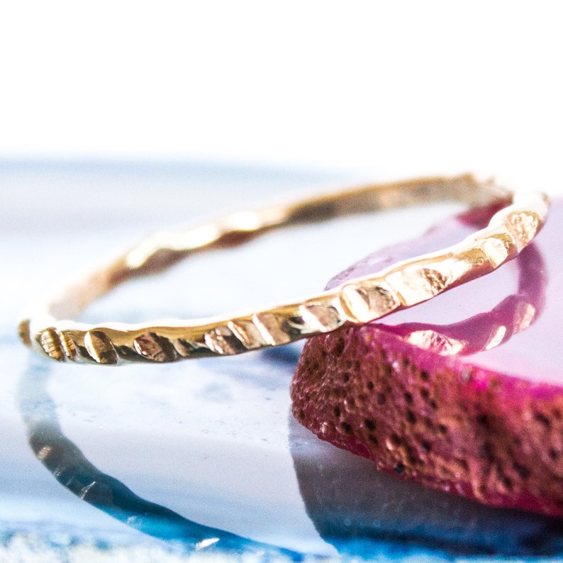 Hammered Thin Gold Stacking Ring (1) One Ring - Etsy