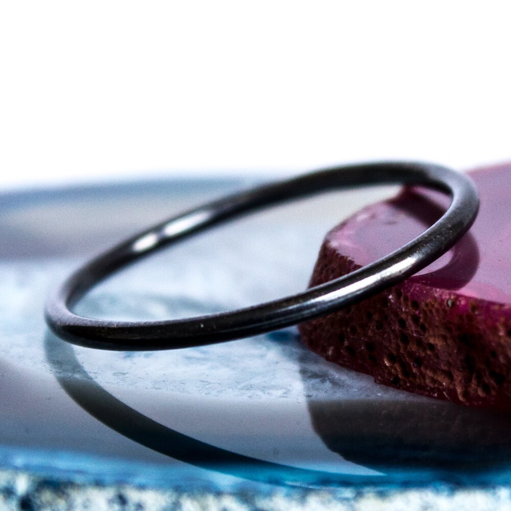 Oxidized Sterling Silver Ring Polished Sterling Silver Band Ring - Etsy