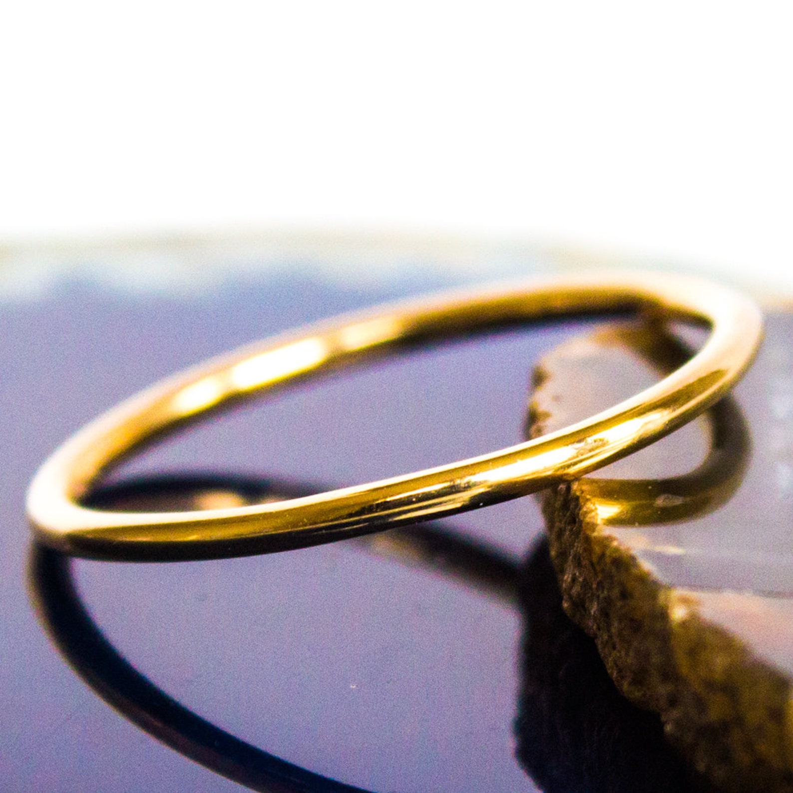 Plain Gold Band Polished Stackable Ring - Etsy