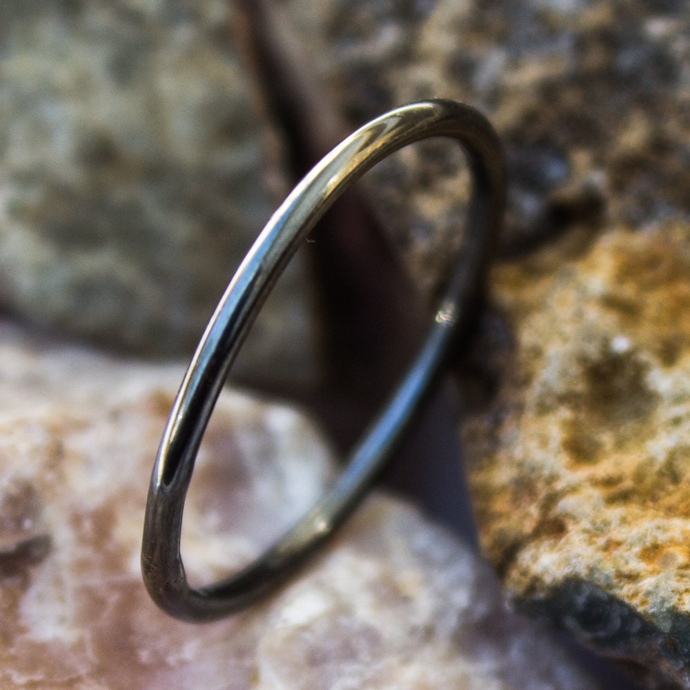 Oxidized Sterling Silver Ring Polished Sterling Silver Band Ring - Etsy
