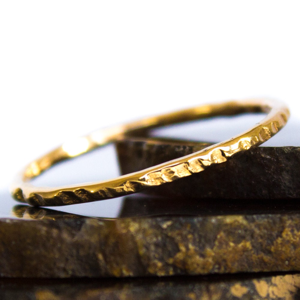 Solid 14kt Stacking Ring Gold Coin Edge Hammered Size 3 Thru 8 - Etsy