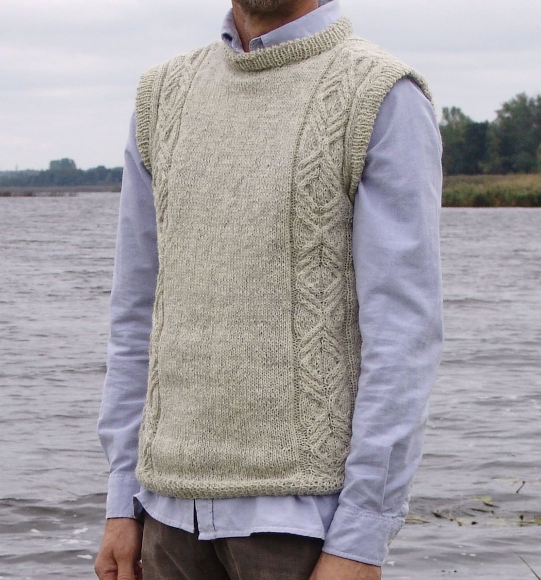 Man Vest White Knitted Wool Christmas Gift - Etsy