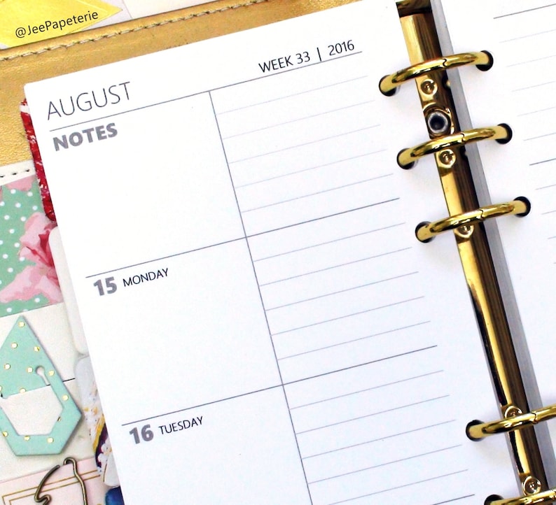 Printed: SET of Monthly + Weekly *combo* Ruled & Blank Space Horizontal ...