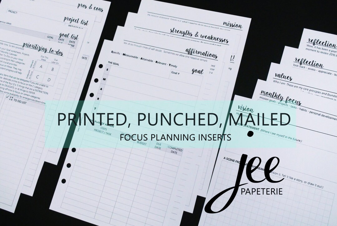 Focus Planning Inserts: Values, Vision, Mission, Goals, Projects ...
