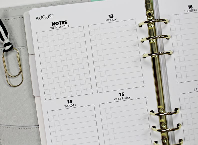 Printed HALF-LETTER Size: PERPETUAL Weekly *ruled Boxes* Quadrant ...