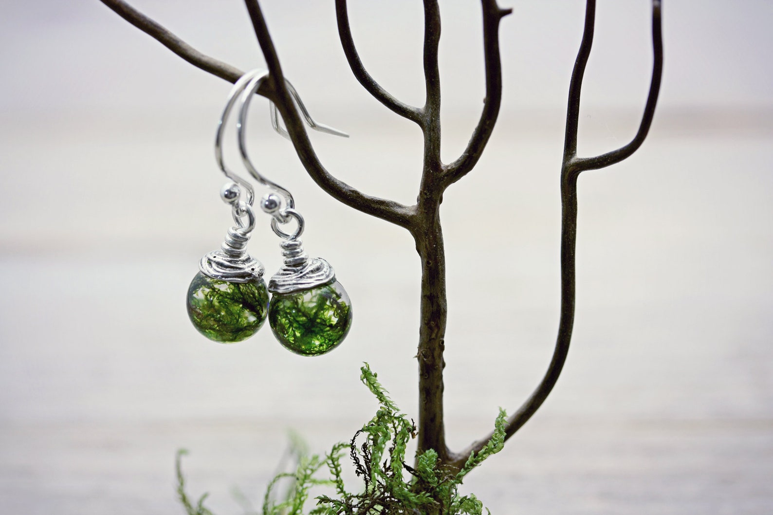 Moss Earrings Botanical Jewelry Gardening Gift Wanderlust | Etsy