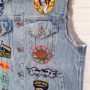 Upcycled Vest with Patches / Reworked Vintage Cut Off Jean | Etsy