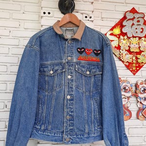 Reworked Vintage Jean Jacket: Hand-sewn Patches, Size S Unisex ...