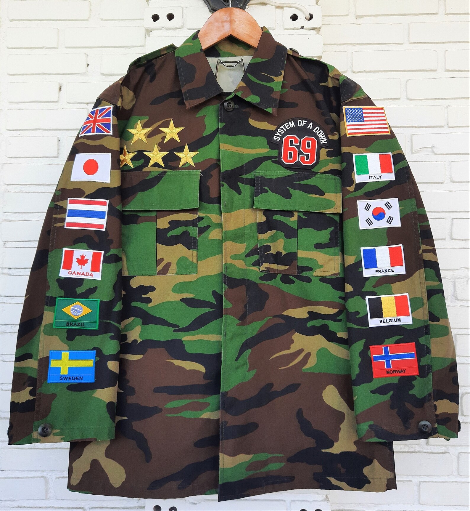 Upcycled Camo Jacket With Patches / Reworked Vintage Camo Jacket With ...