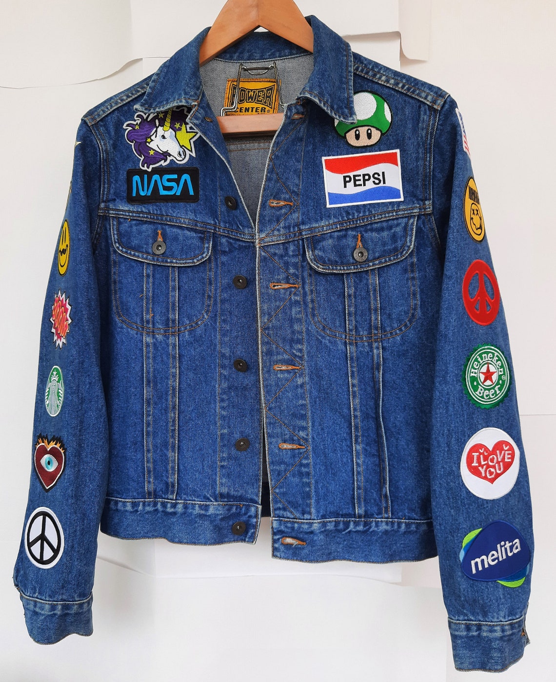 Patched Denim / Upcycled Jacket With Patches / Reworked Vintage Jean ...