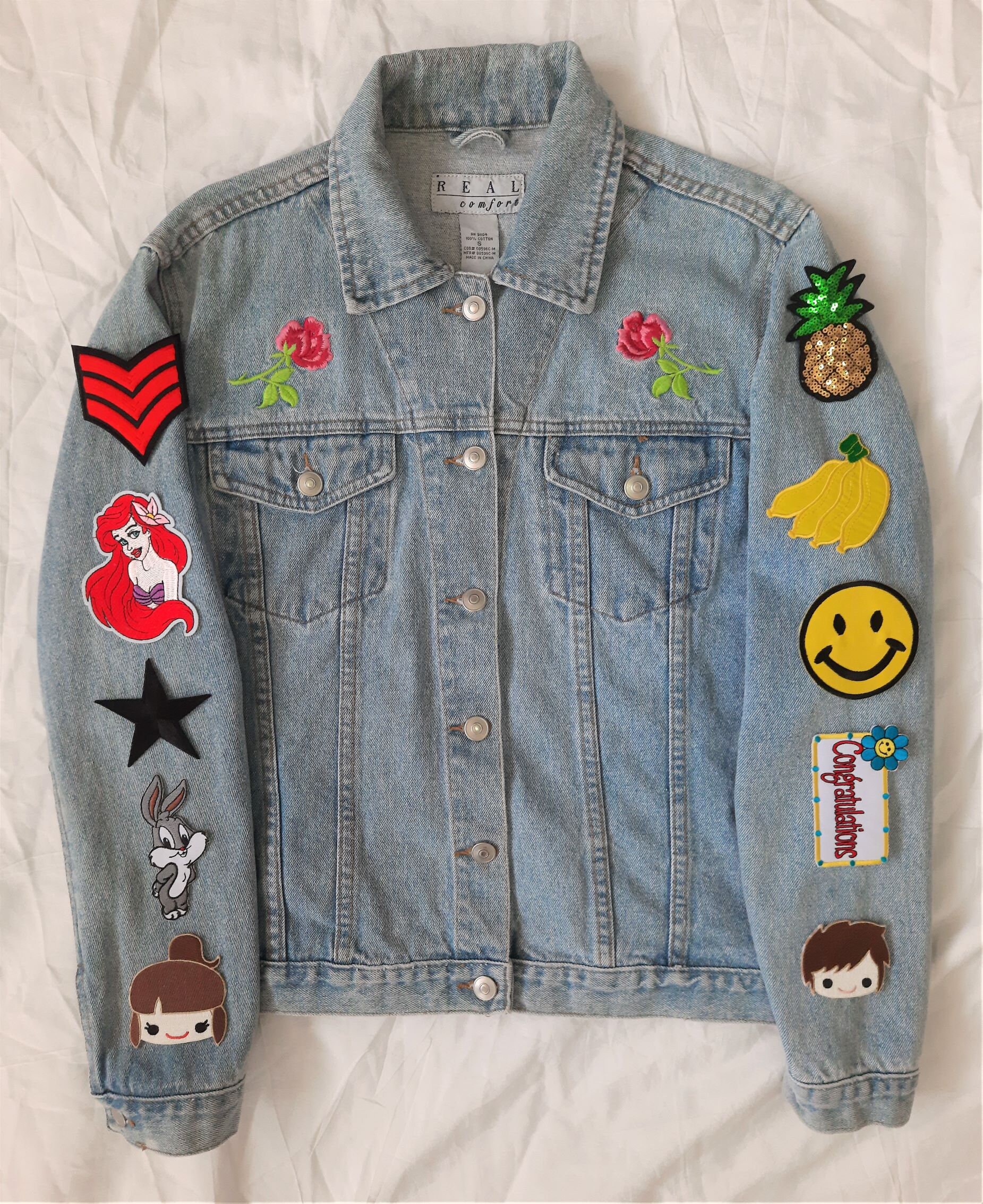 Upcycled Jean Jacket With Patches / Reworked Vintage Jean Jacket With ...