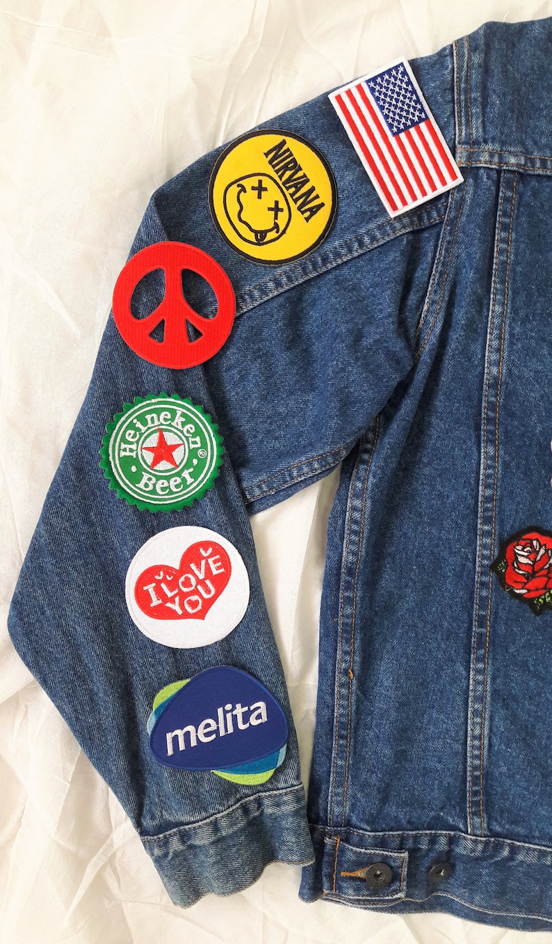 Patched Denim / Upcycled Jacket with Patches / Reworked | Etsy