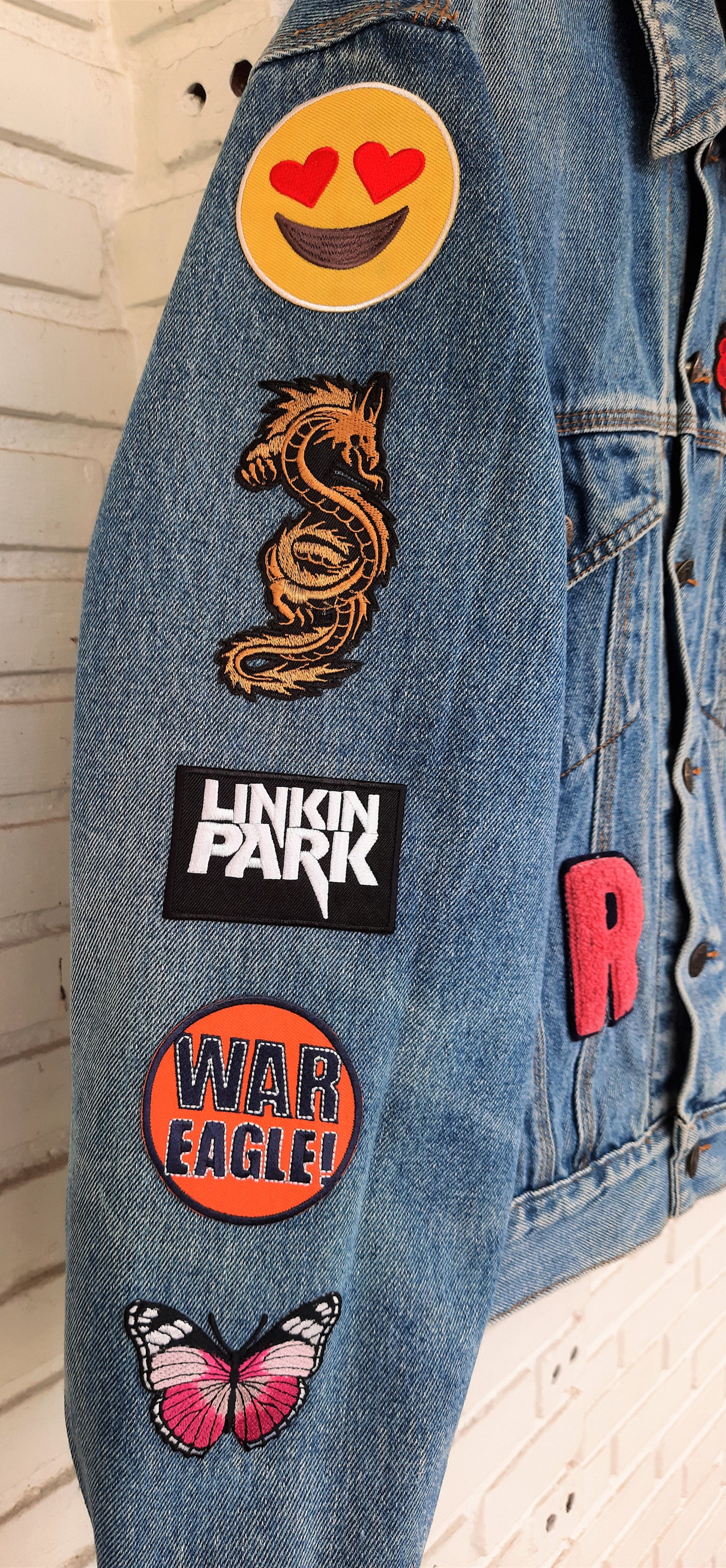Upcycled Jean Jacket With Patches / Reworked Vintage Jean | Etsy