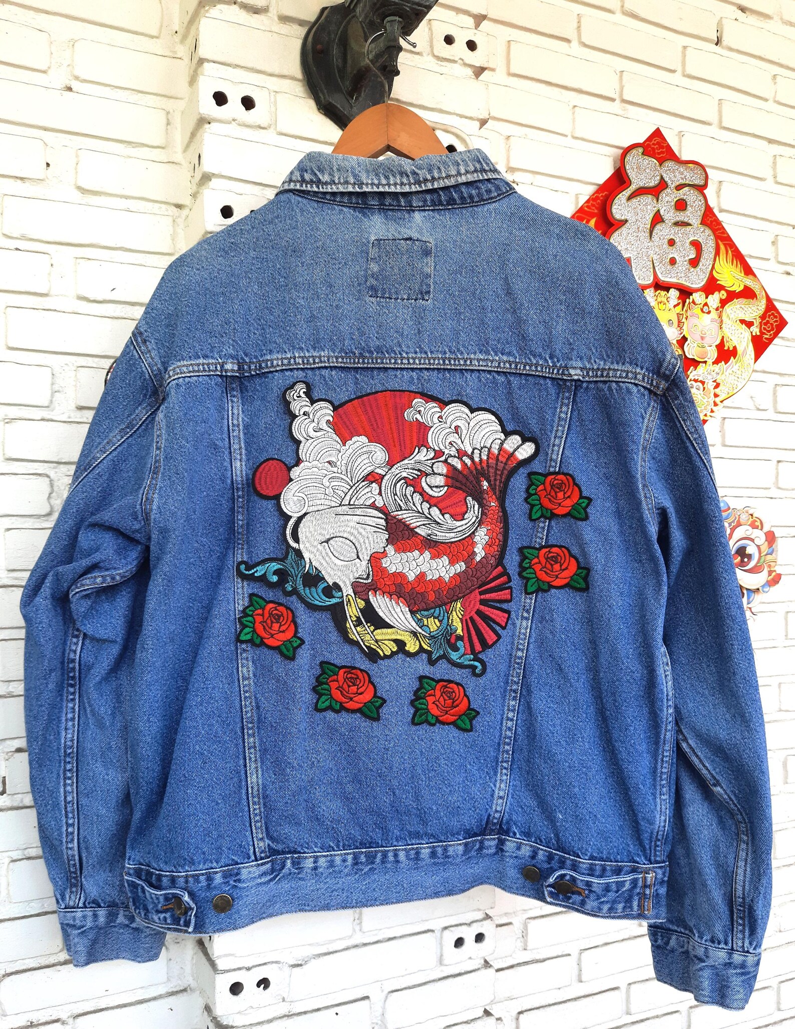 Patched Jean Jacket / Upcycled Oversized Jean Jacket With Patches ...