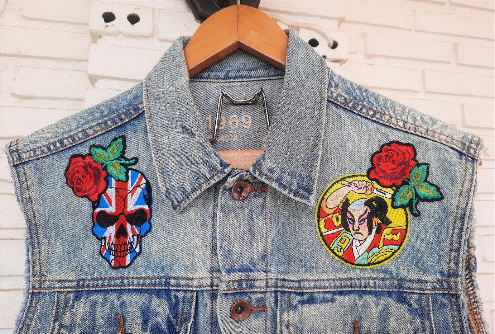 Upcycled Vest With Patches / Reworked Vintage Cut off Jean Vest With ...