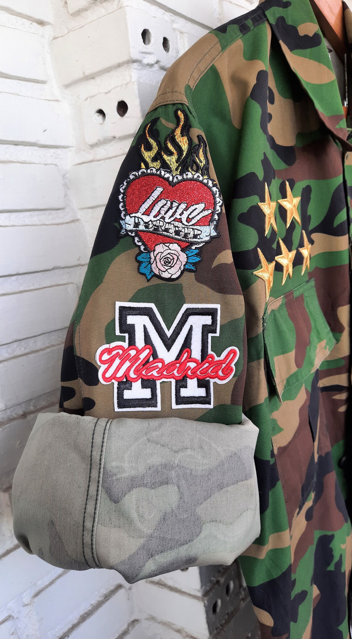 Upcycled Camo Jacket With Patches / Reworked Vintage Military - Etsy