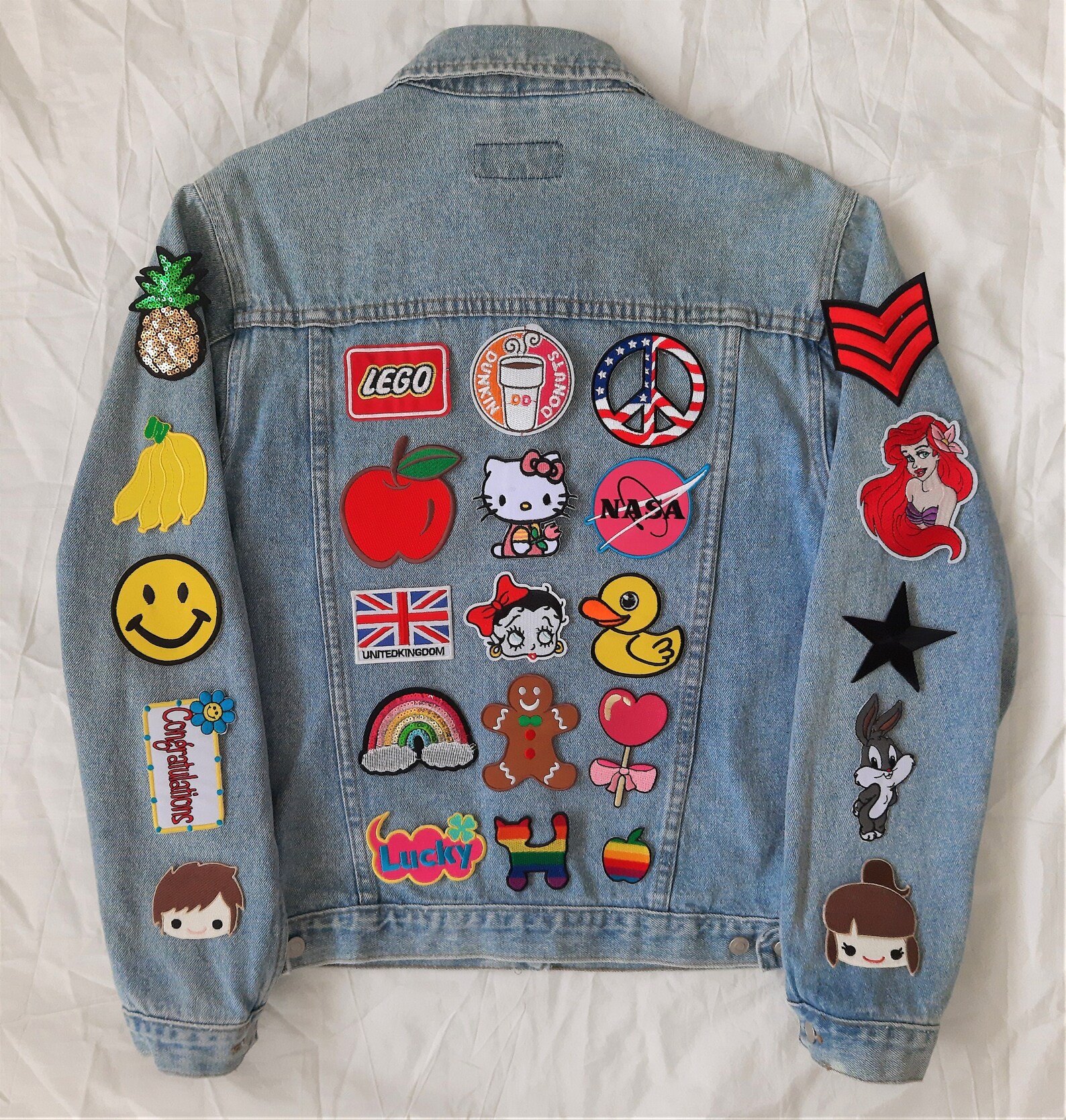 Upcycled Jean Jacket With Patches / Reworked Vintage Jean Jacket With ...