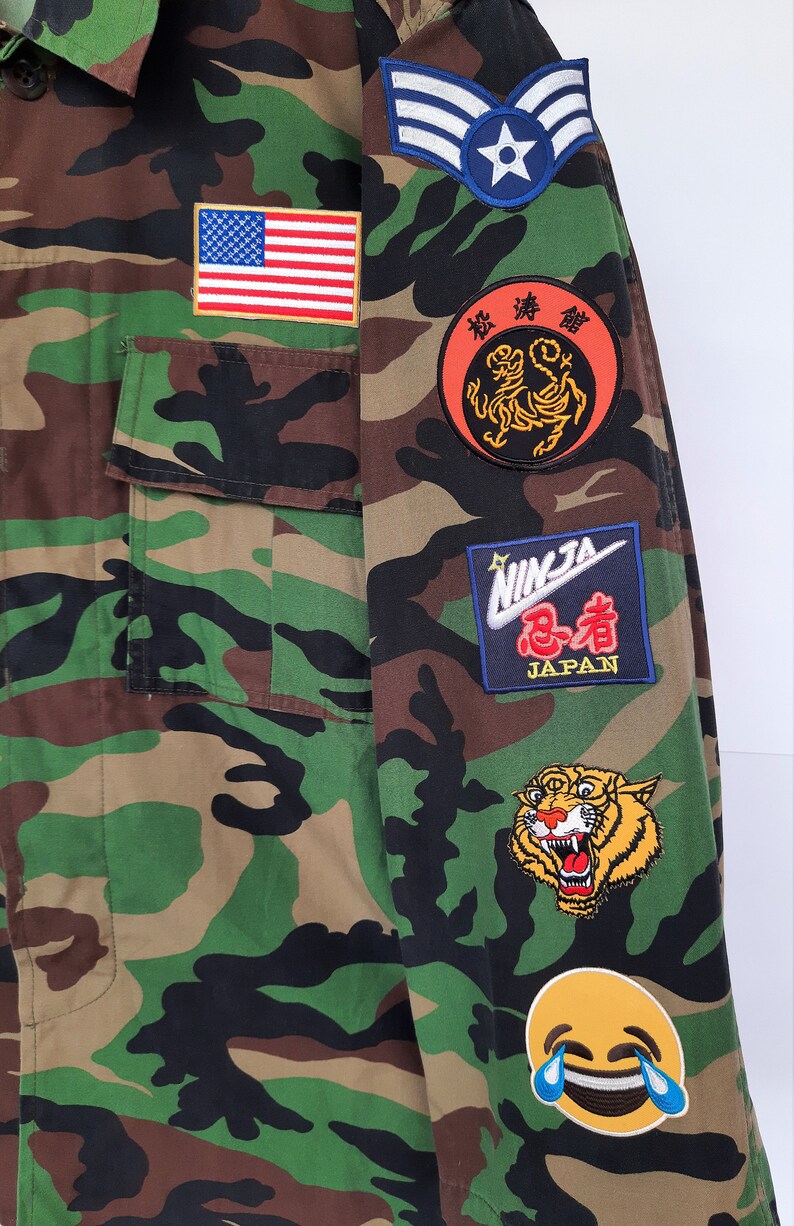 Upcycled Camo Jacket With Patches / Reworked Vintage Camo | Etsy