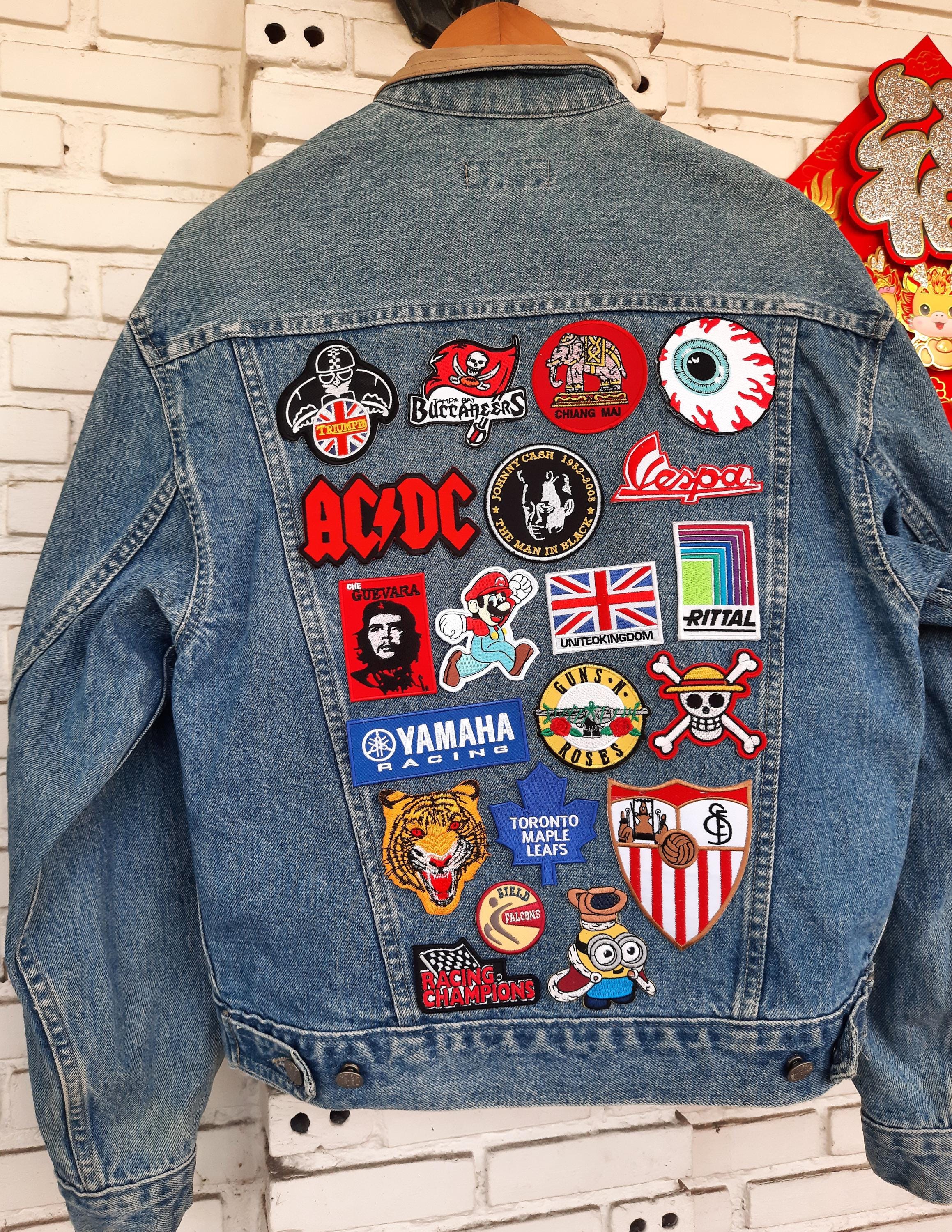 Reworked Vintage Jean Jacket: Hand-sewn Patches, Size S Unisex ...