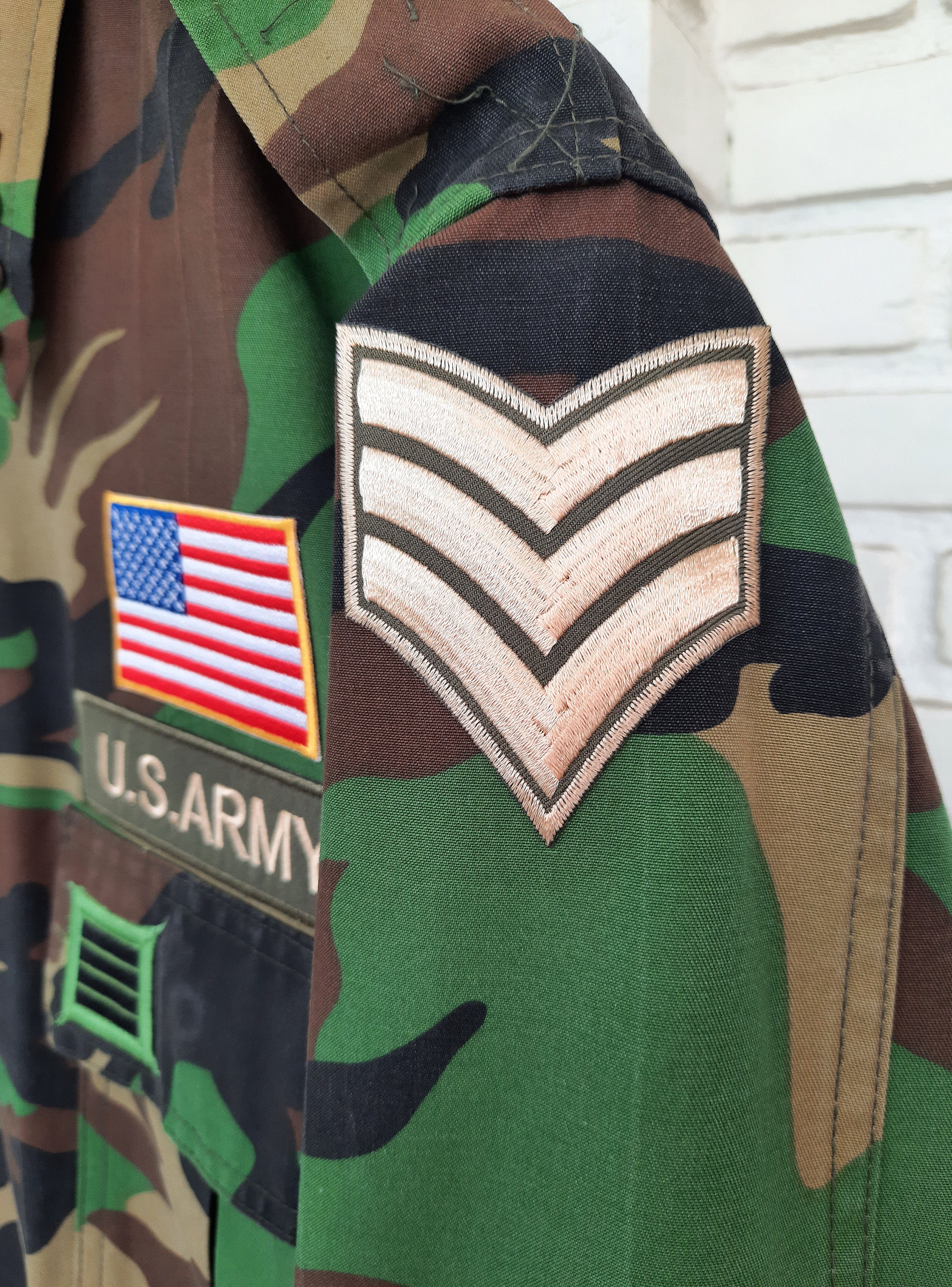 Upcycled Camo Jacket With Patches / Reworked Studded Vintage Camo ...