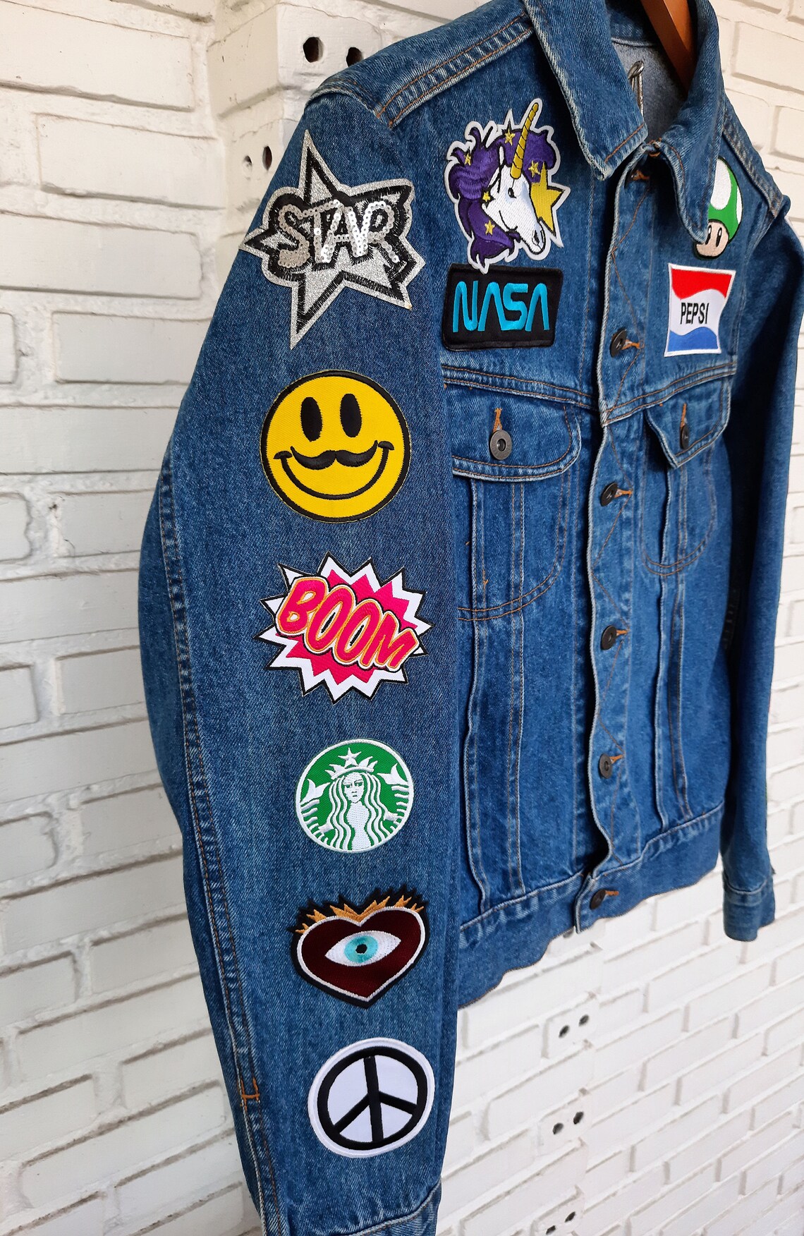Patched Denim / Upcycled Jacket with Patches / Reworked | Etsy