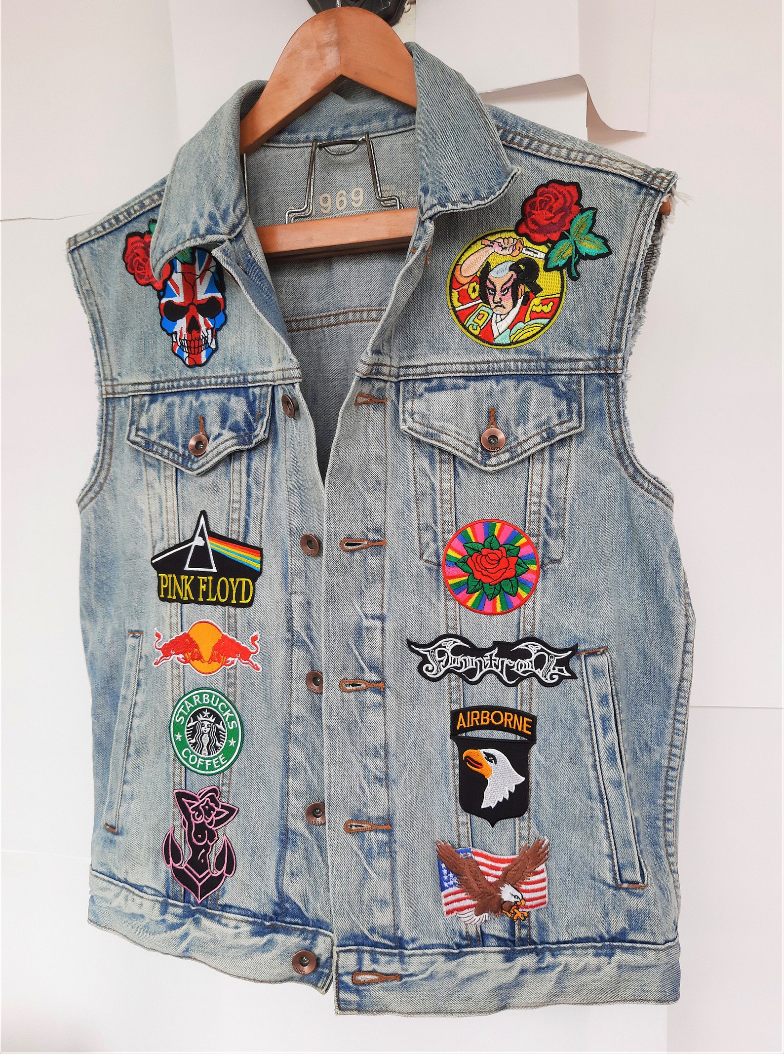Upcycled Vest With Patches / Reworked Vintage Cut off Jean Vest With ...