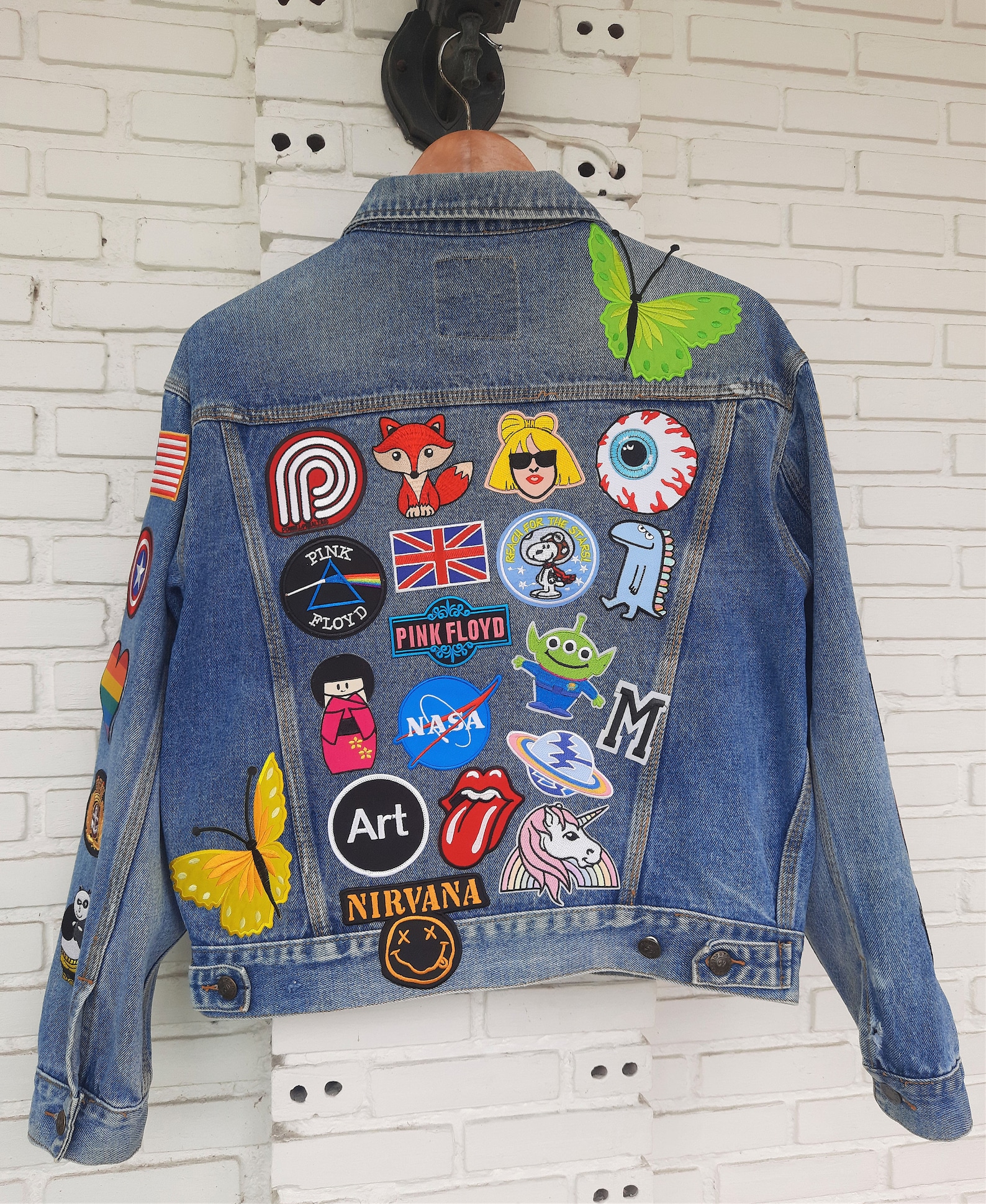 Upcycled Jean Jacket With Patches / Reworked Vintage Jean | Etsy