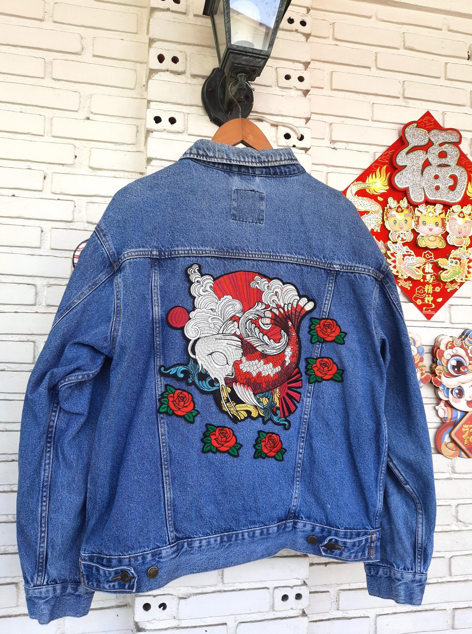 Patched Jean Jacket / Upcycled Oversized Jean Jacket With Patches ...
