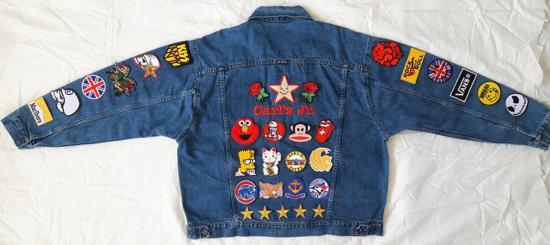 Upcycled Jacket With Patches / Reworked Vintage Jean Jacket With ...