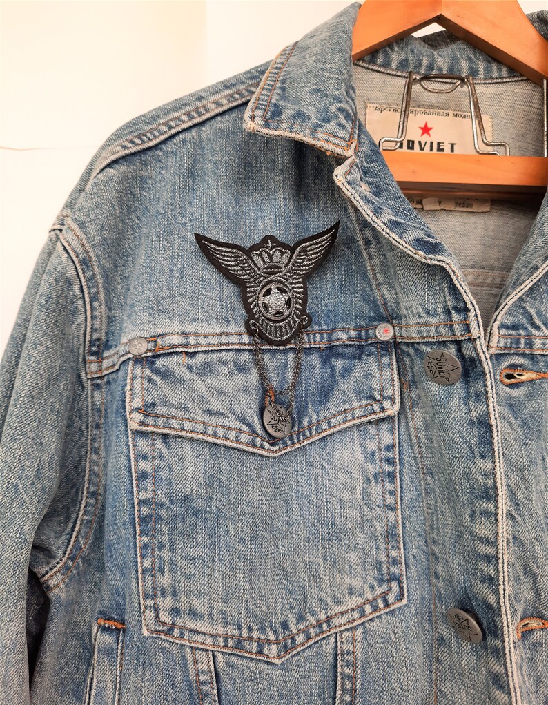 Patched Denim Jacket / Upcycled Jean Jacket With Patches / Reworked ...
