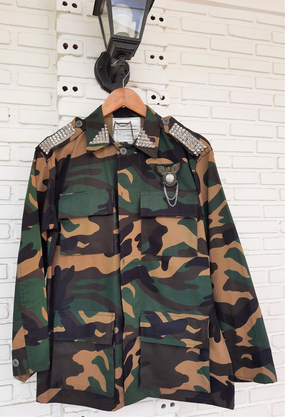 Studded Camo Jacket / Reworked Studded Military Camo Jacket / - Etsy