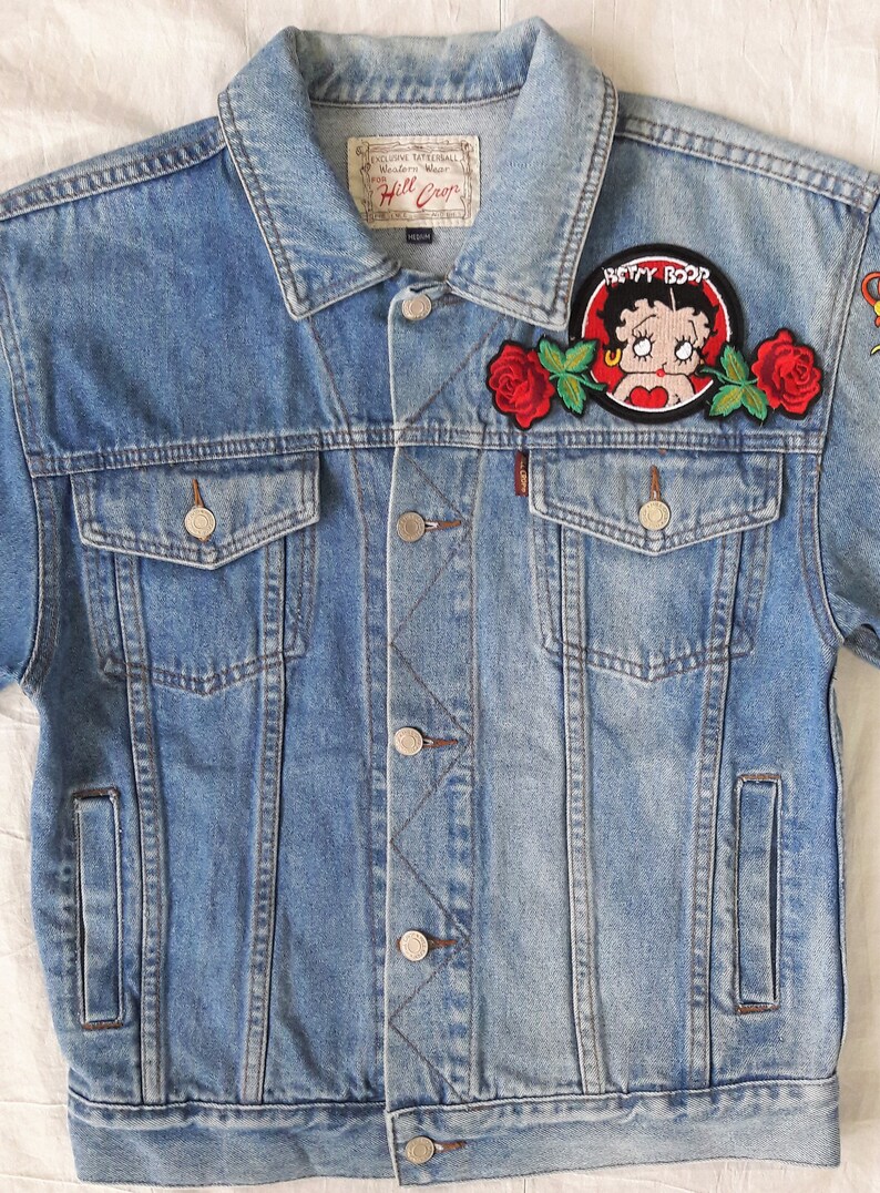 Upcycled Jacket With Patches / Reworked Vintage Jean Jacket With ...