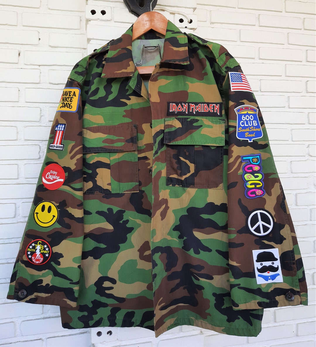 Upcycled Camo Jacket With Patches / Reworked Vintage Camo Jacket With ...