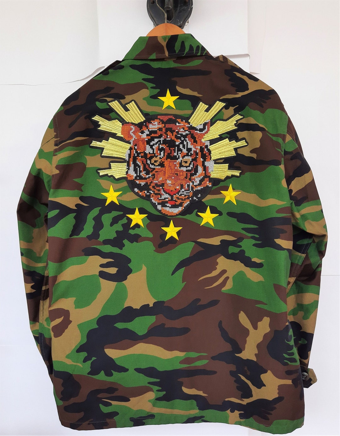 Upcycled Camo Jacket With Patches / Reworked Vintage Military Camo ...