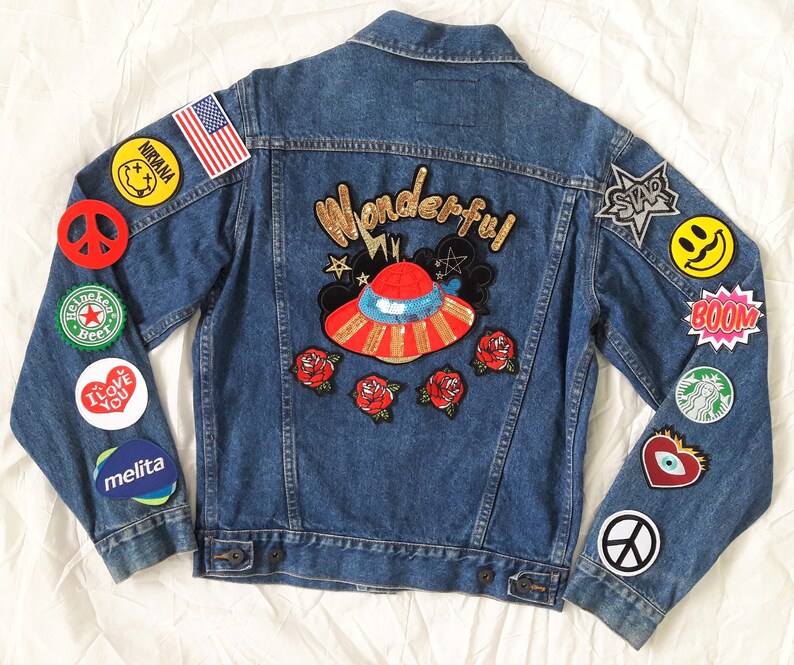 Patched Denim / Upcycled Jacket with Patches / Reworked | Etsy
