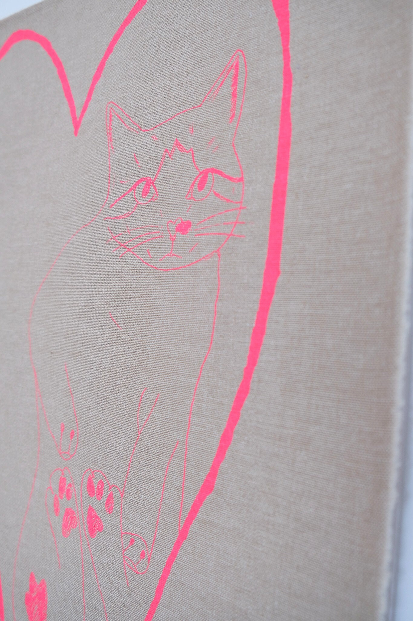 Neon Pink Cat Screen Print A3 - Etsy UK