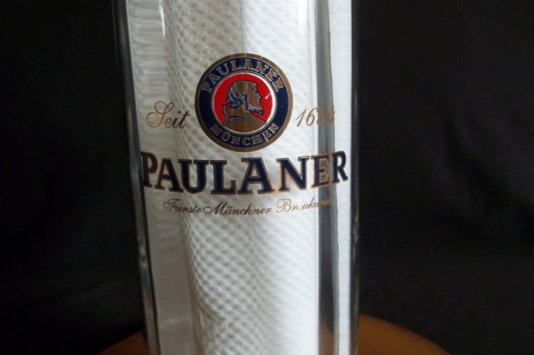 Paulaner Munchen .5 Liter Glass Tall Beer Mug Made by SOHM Germany Gold ...