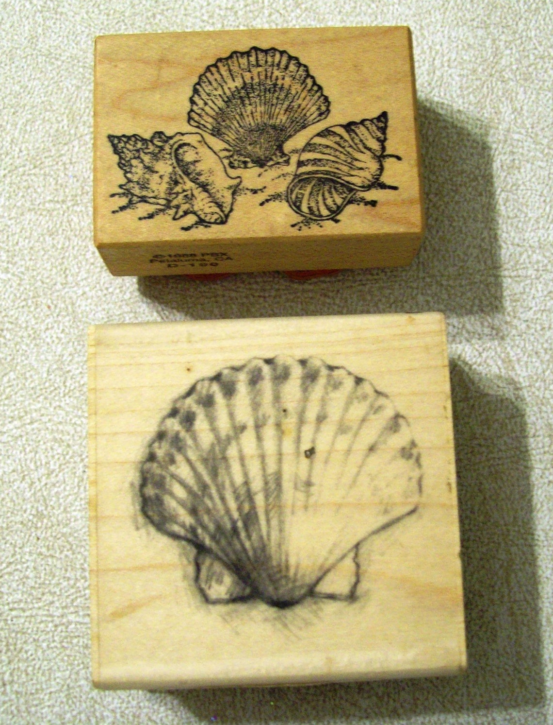 Pair of Wood Mounted Rubber Stamps Scallop, Sea Shells Inkadinkadoo ...