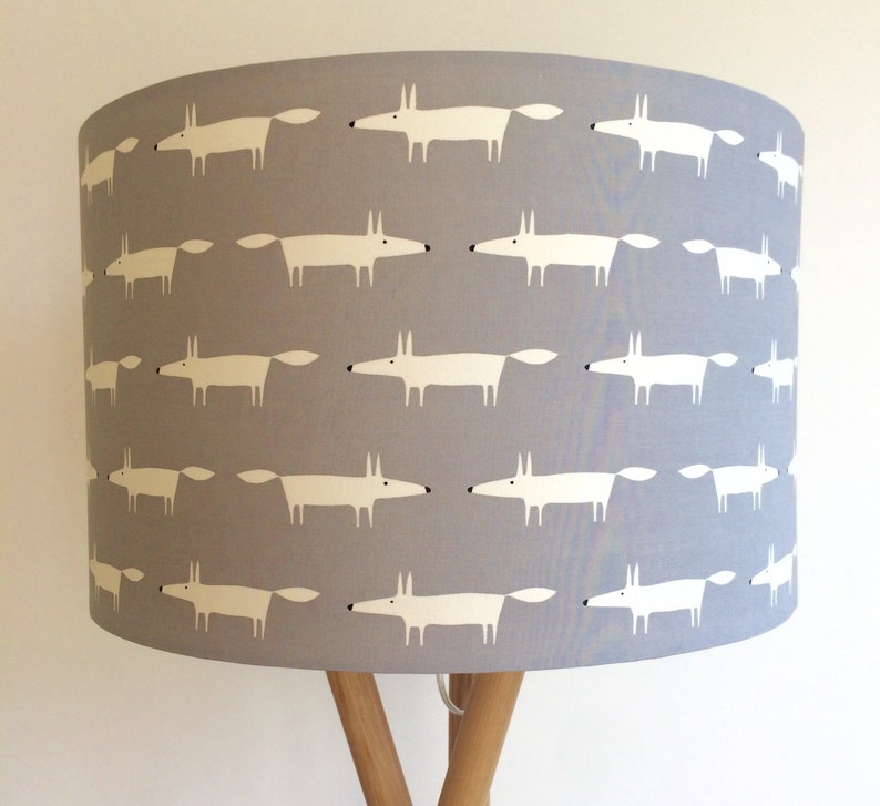 Scion Little Fox Fabric Lampshade in Grey and Snow - Etsy UK