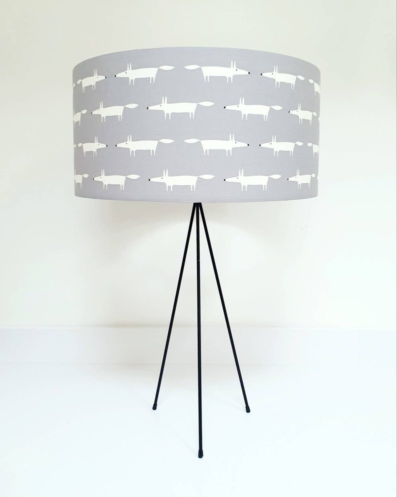 Scion Little Fox Fabric Lampshade in Grey and Snow | Etsy UK