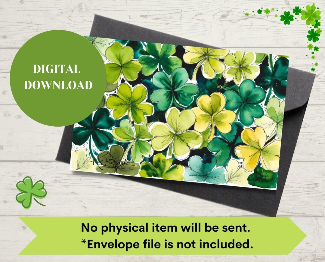 Shamrock Greeting Card, St. Patrick's Day Greeting Card, Shamrock Card ...