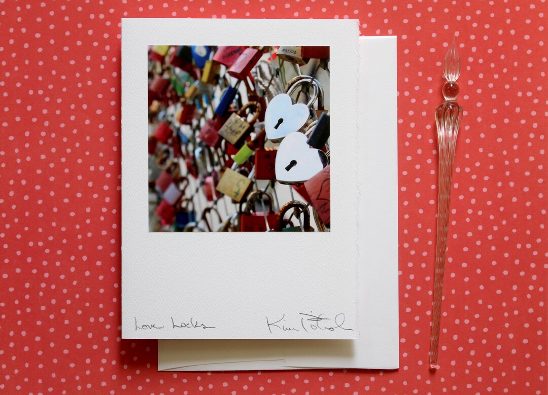Love Locks Card, Engagement Card, Wedding Card, Romantic Card, Heart ...