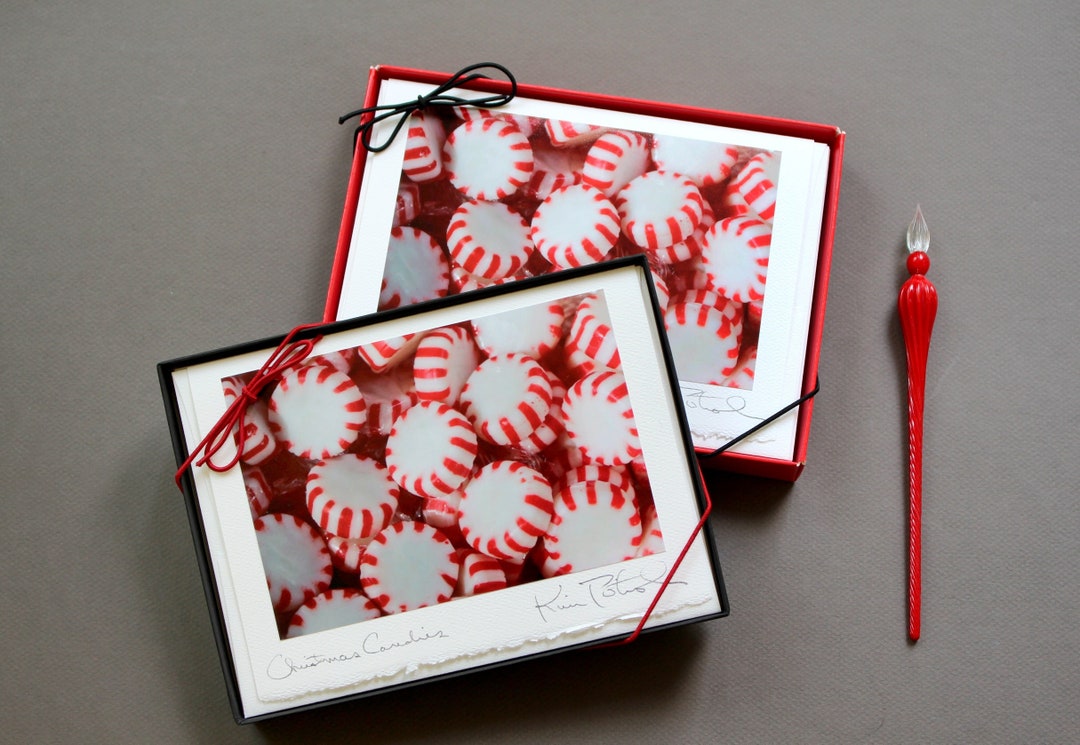 Peppermint Christmas Card, Christmas Notecard Set, Christmas Greeting ...