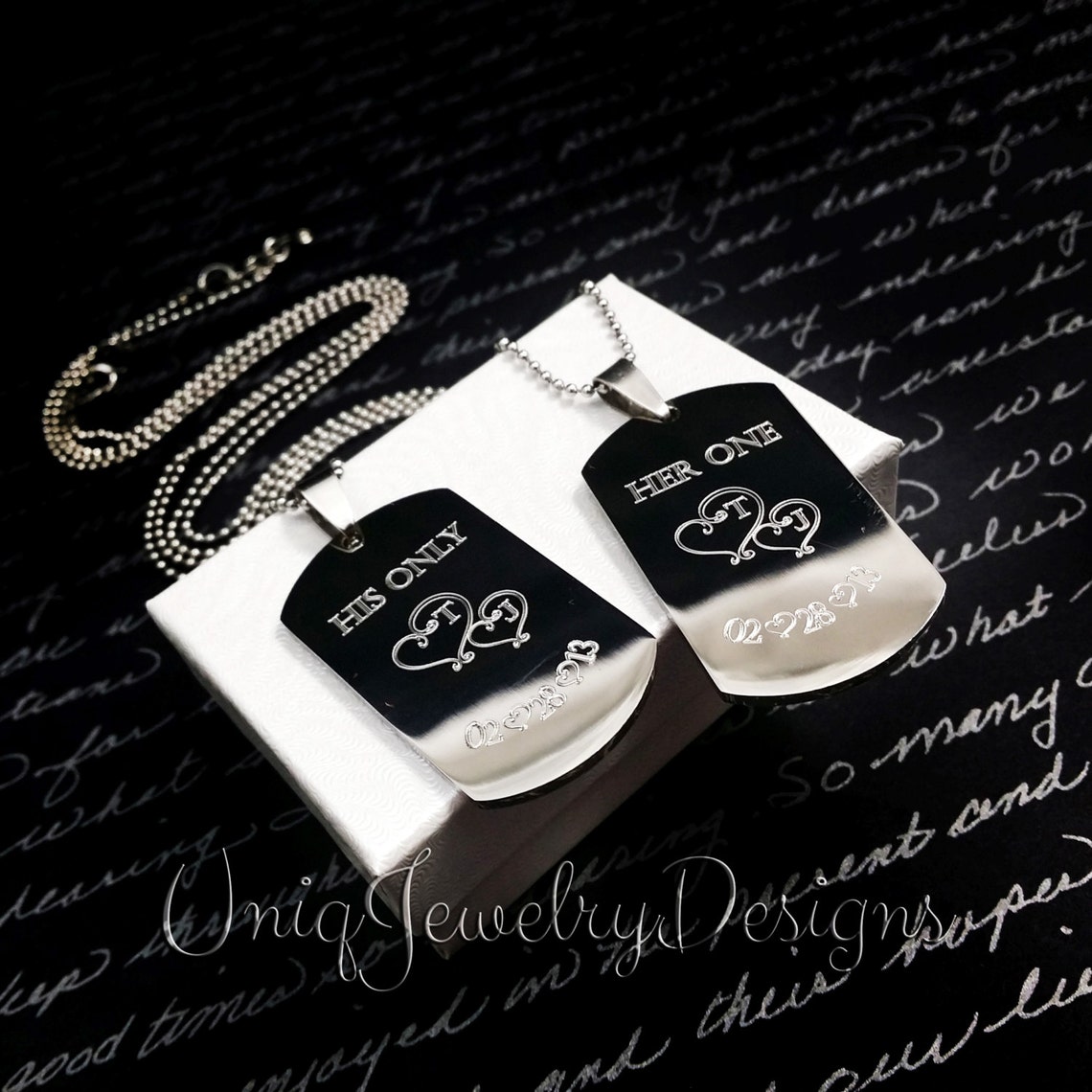 Couples Medium Dog Tag, Her One His Only, His and Hers Dog Tag Set ...