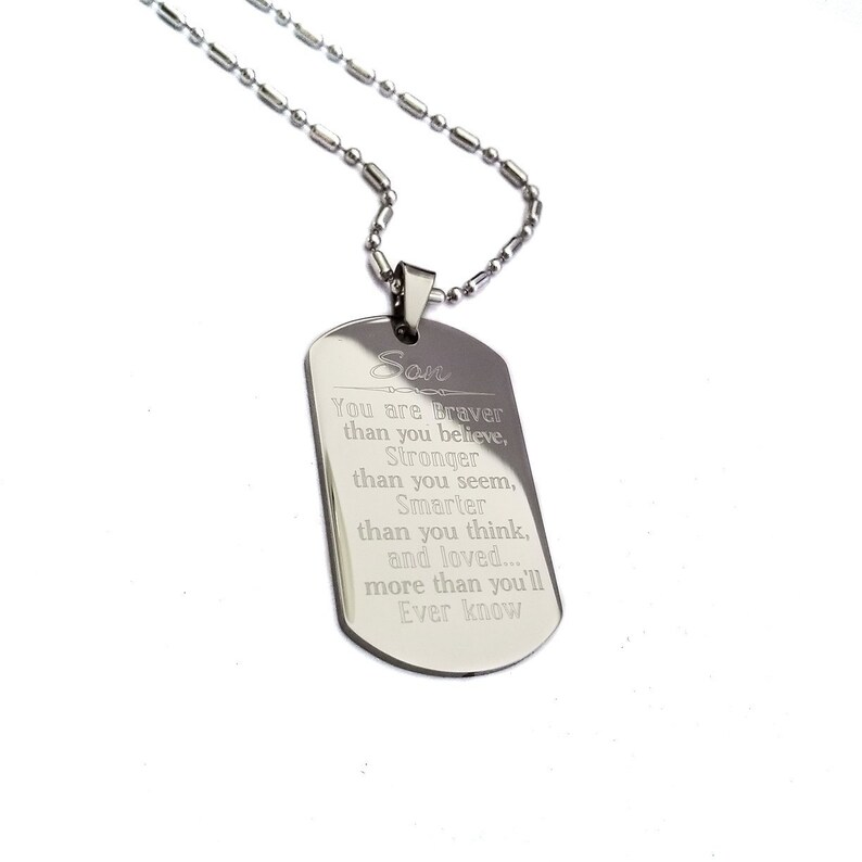 You Are Braver Than You Believe, Son Dog Tag, Engraved Dog Tag ...