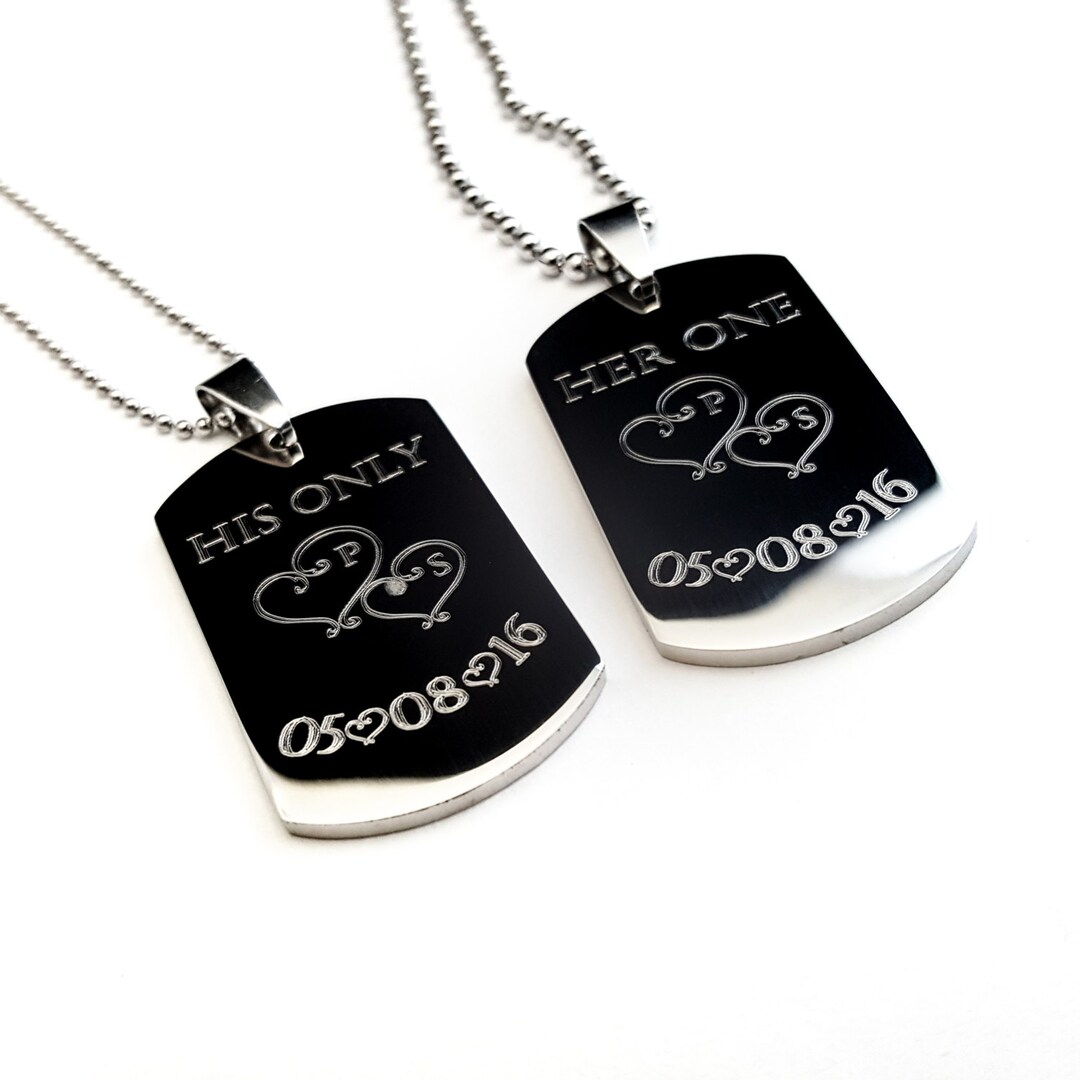 Personalized Couples Medium Dog Tag + Her One His Only + His and Hers ...