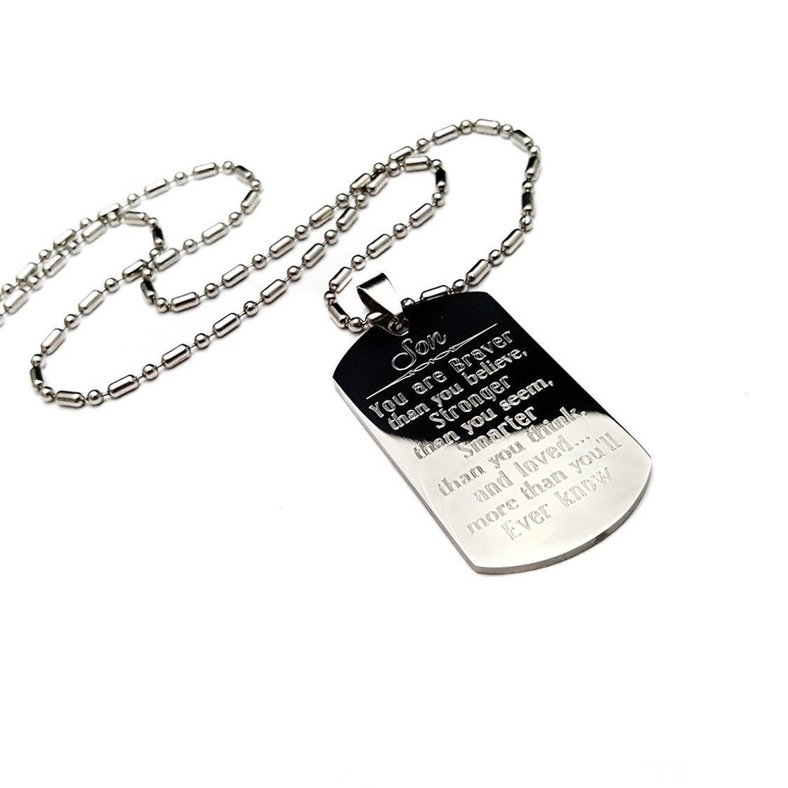 You Are Braver Than You Believe, Son Dog Tag, Engraved Dog Tag ...