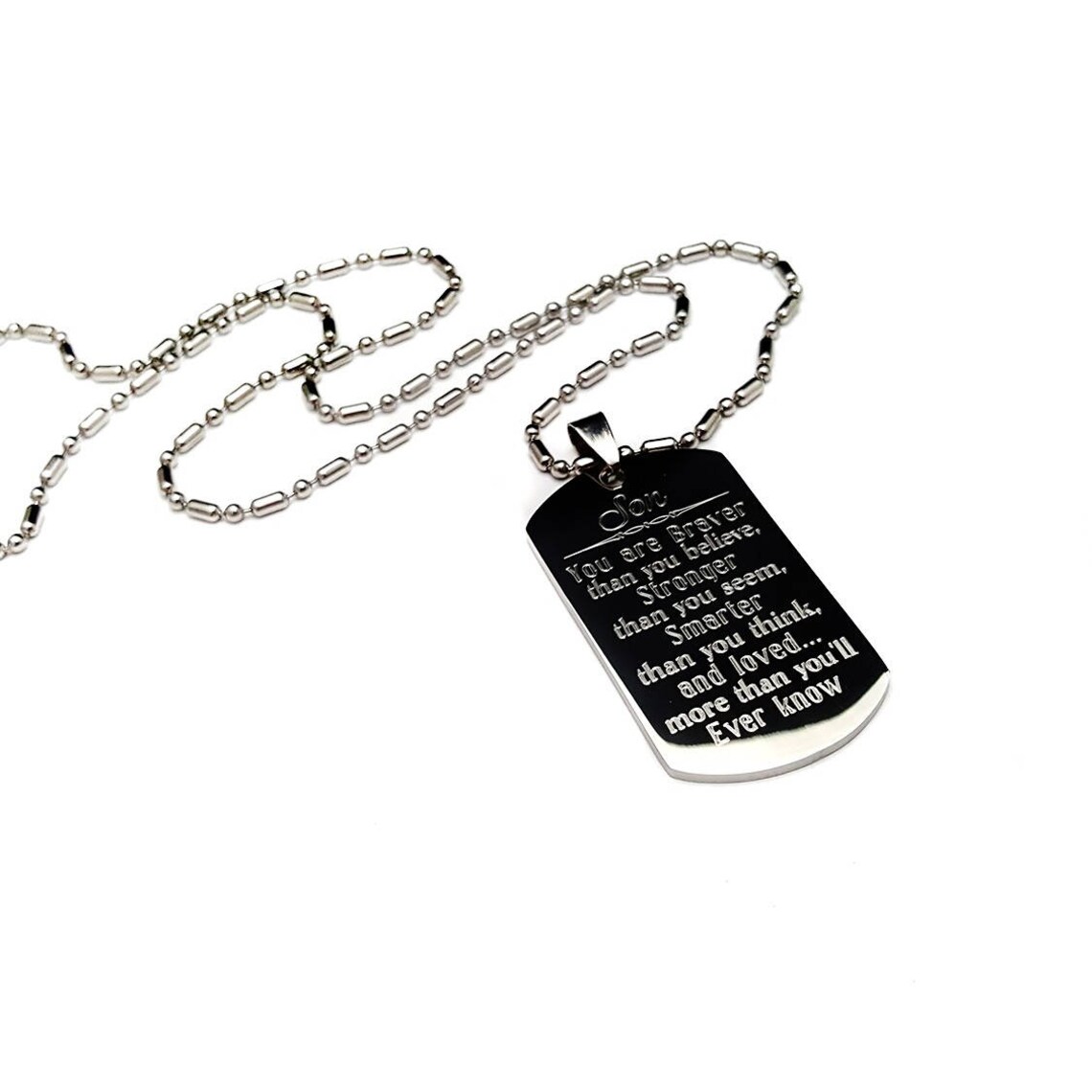 You Are Braver Than You Believe, Son Dog Tag, Engraved Dog Tag ...
