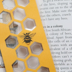 Honey Bee Silhouette Paper Cut Bookmark, Honey Comb and Honey Bees to ...